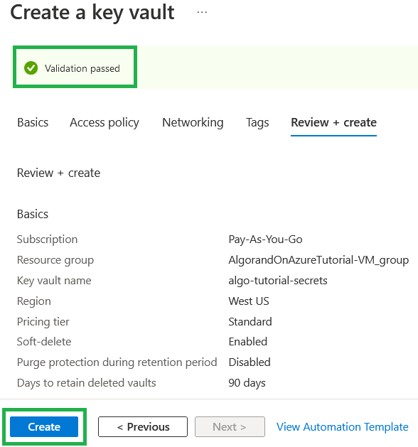 Create A Node On Azure And Sign Transactions With Azure Key Vault And Python Algorand Developer